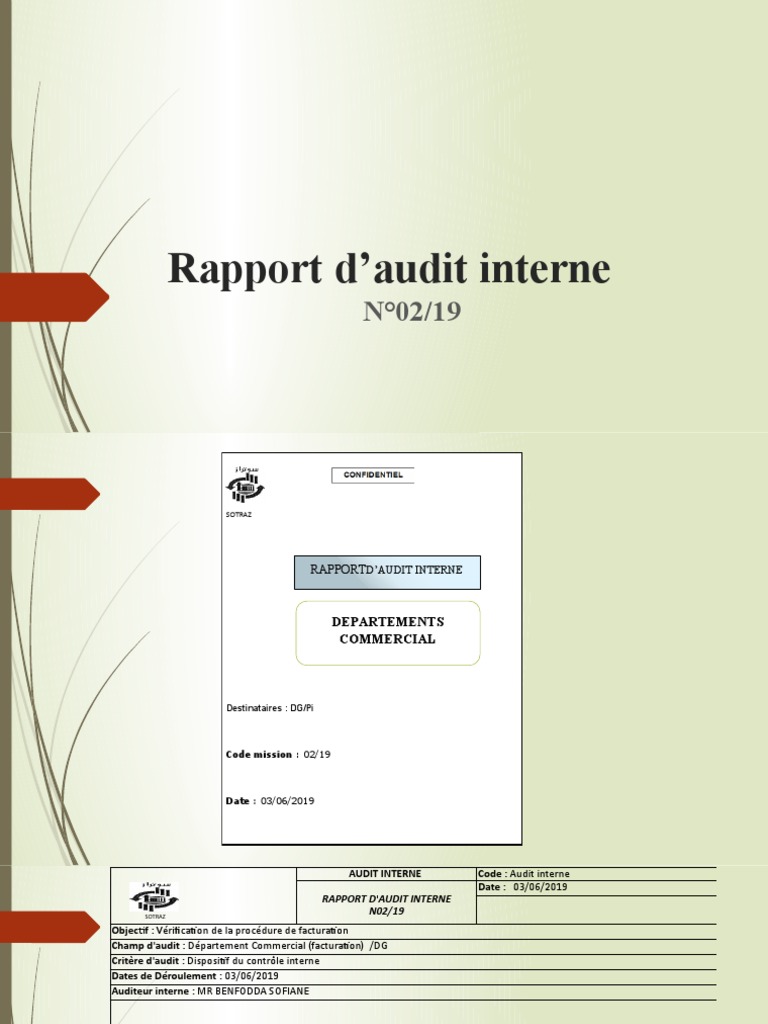 Rapport D'audit Interne Commercial | PDF | Audit financier | Audit