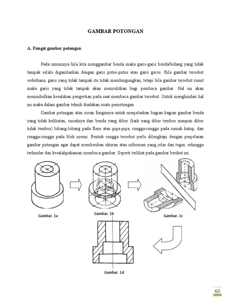 Fungsi dan Jenis Gambar Potongan Teknik | PDF