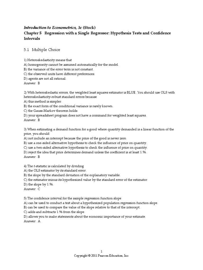 Chapter 5 Regression With A Single Regressor Hypothesis Tests And