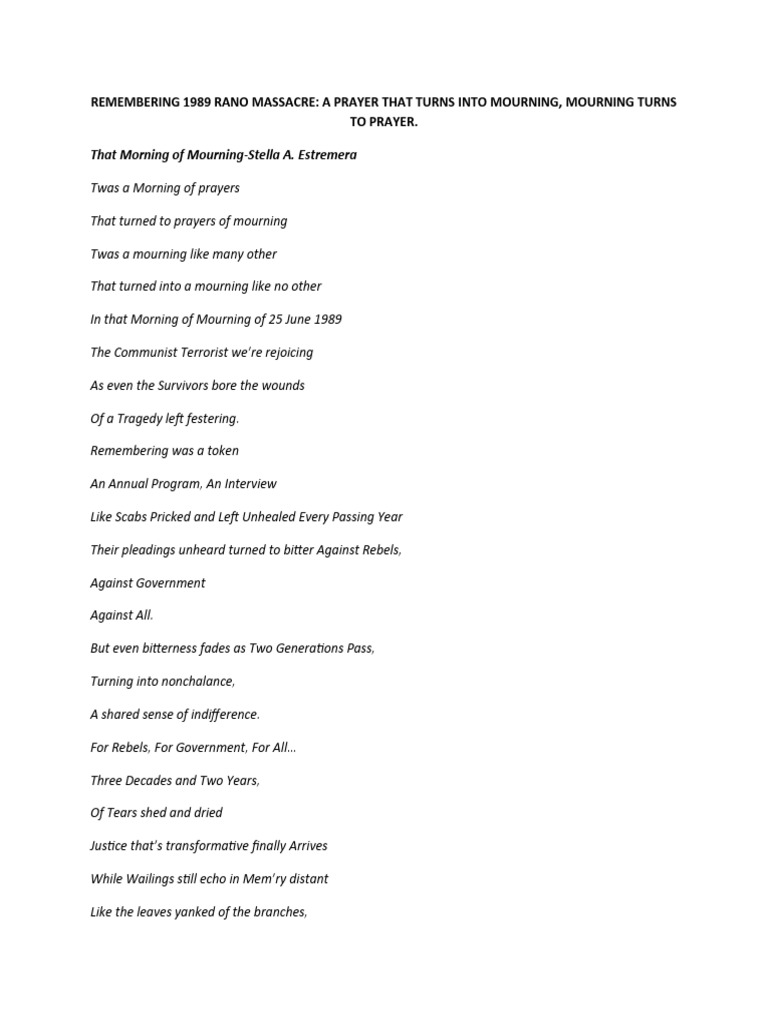 Remembering 1989 Rano Massacre | PDF