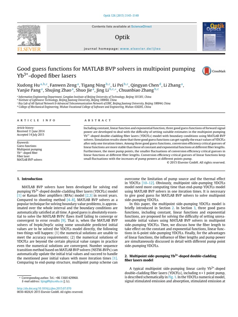 2015-14 July-Good Guess Functions For MATLAB BVP Solvers in Multipoint Pumping Yb3+-Doped Fiber ...