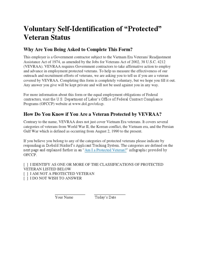 Voluntary Self-Identification PVS | PDF | United States Armed Forces ...