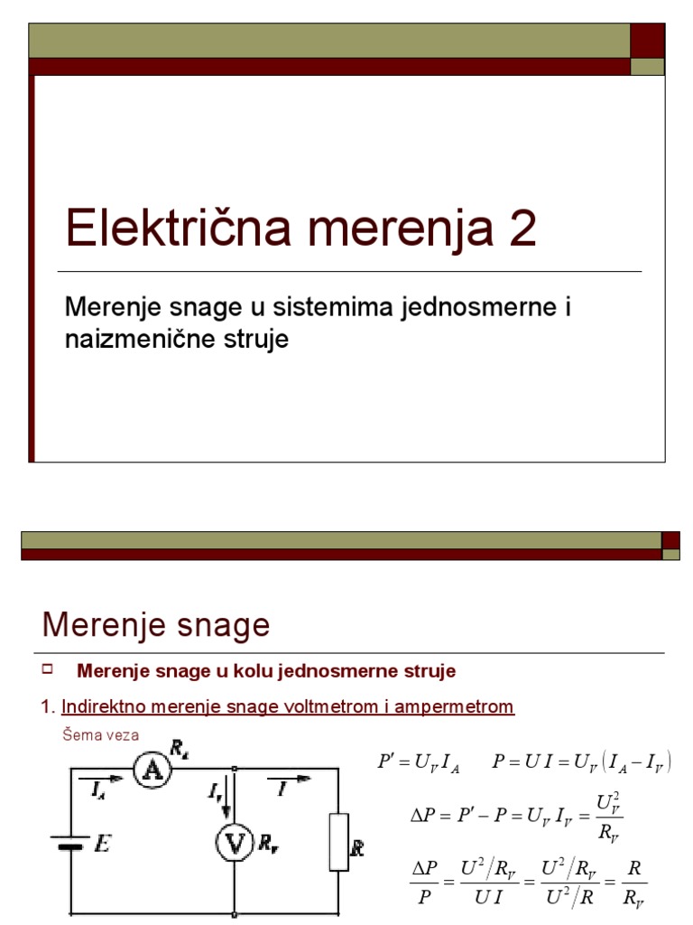 Merenje Snage U Sistemima Jednosmerne I Naizmenicne Struje | PDF