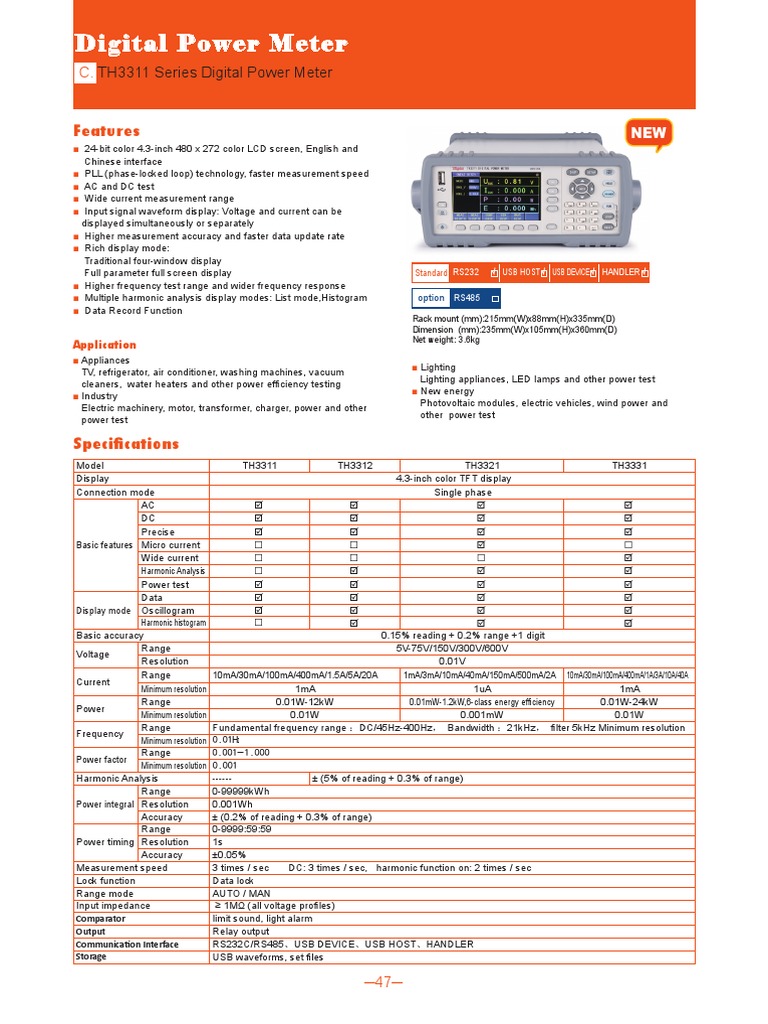 Tonghui TH3311 Series Datasheet | PDF | Alternating Current | Computer Engineering