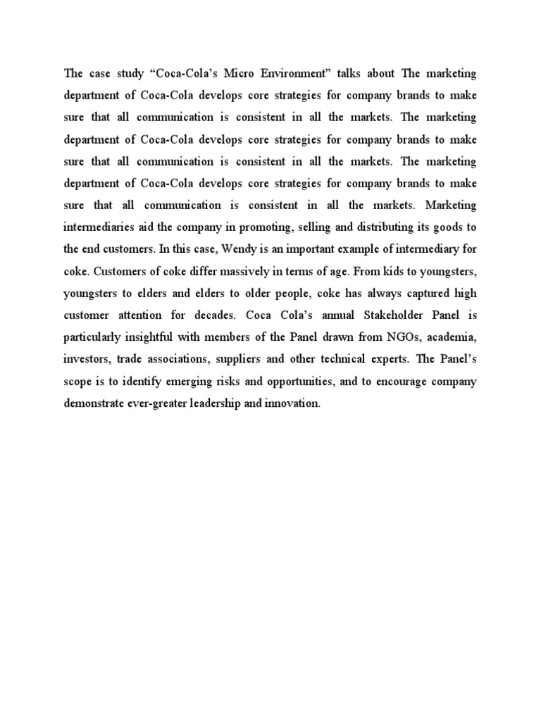 Case Study - Coco-Cola Micro Enviroment | PDF