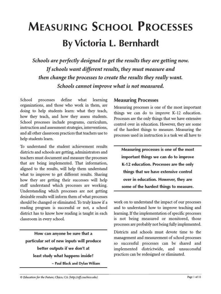 By Victoria L. Bernhardt: Easuring Chool | PDF | Curriculum | Pedagogy