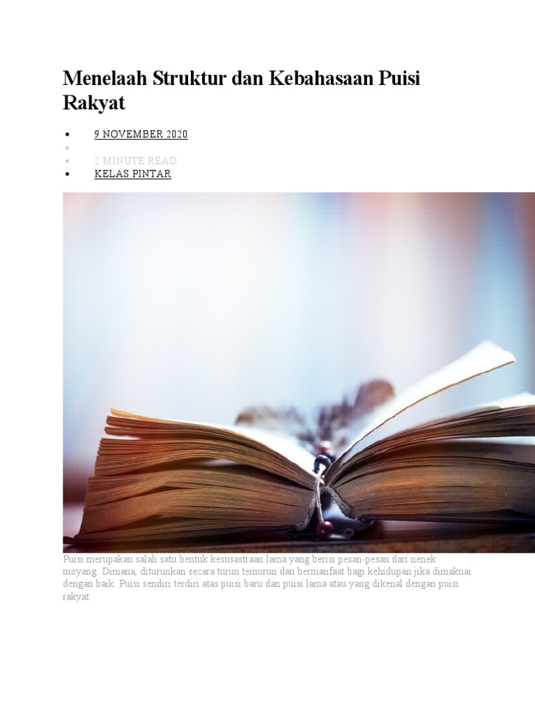 Menelaah Struktur Dan Kebahasaan Puisi Rakyat | PDF