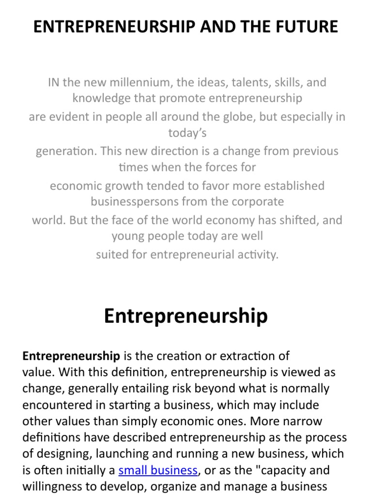 Entrepreneurship and The Future | PDF | Entrepreneurship | Economies