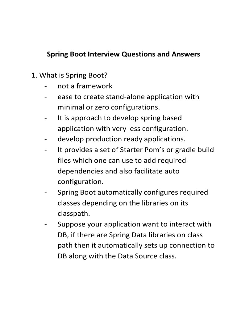 Springboot Interview Questions | PDF | Representational State Transfer | Class (Computer ...