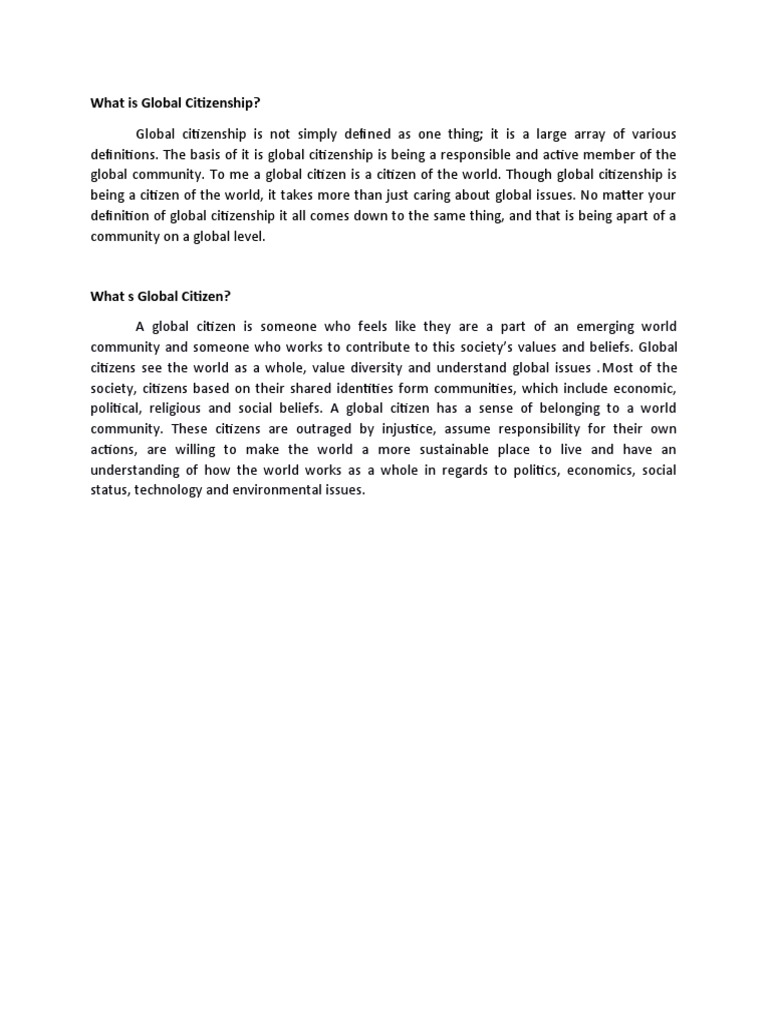 Understanding Global Citizenship | PDF