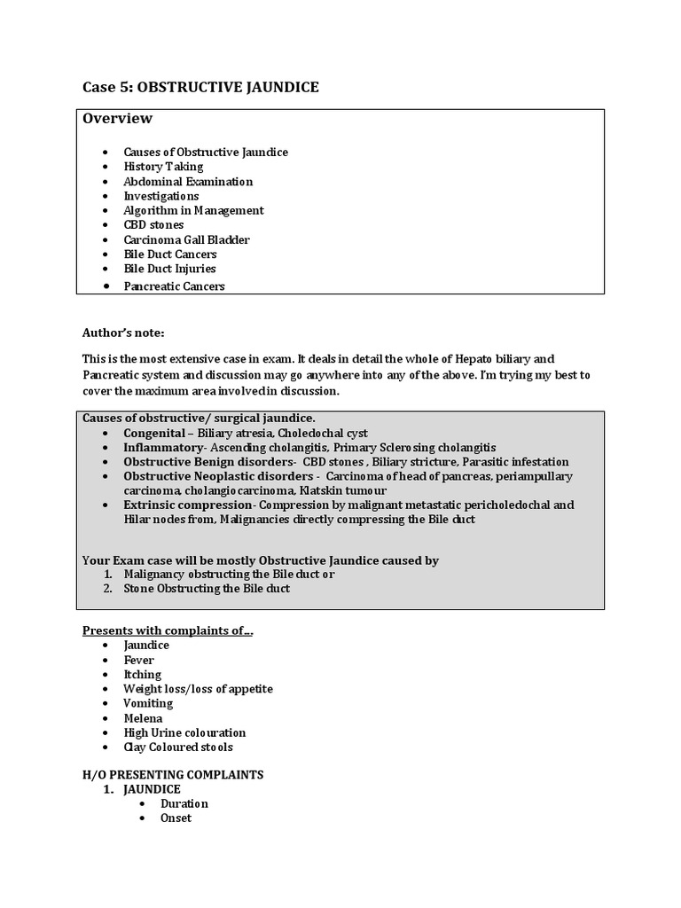Obstructive Jaundice Guide | PDF | Gallbladder | Bile
