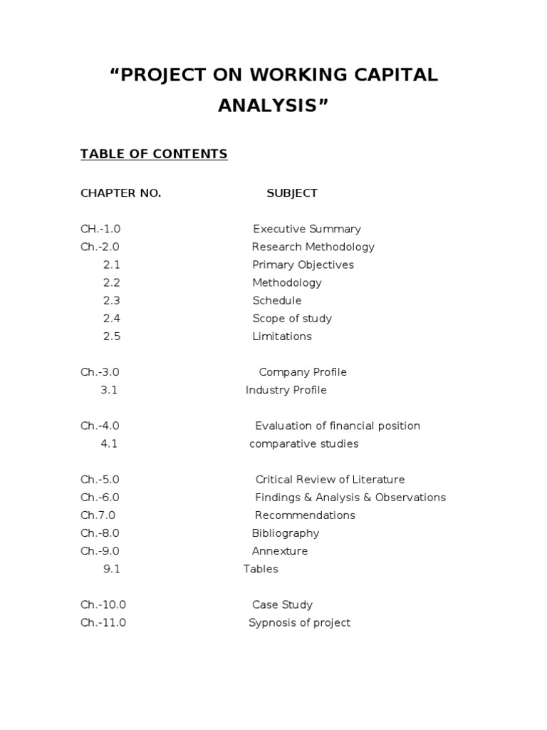 Working Capital Analysis Project Report | PDF | Debt | Working Capital