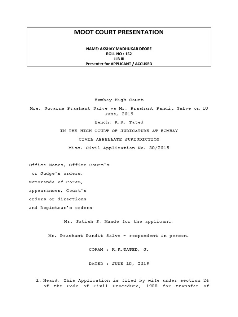 Moot Court Case: Salve vs. Pandit | PDF | Judiciaries | Courts