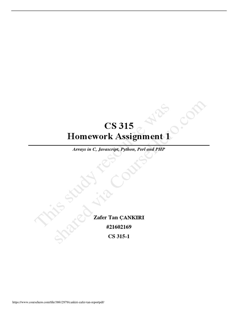 This Study Resource Was: CS 315 Homework Assignment 1 | PDF | Array ...