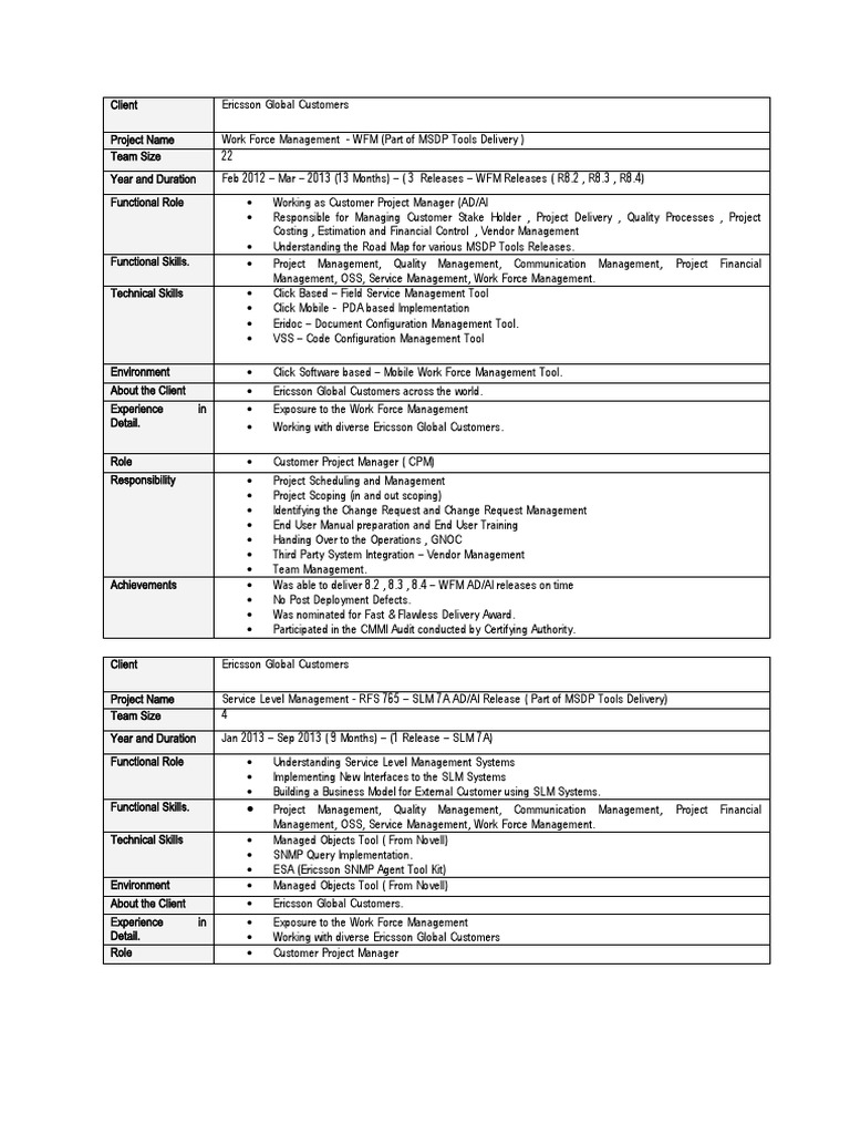 Ericsson Projects | PDF | Project Management | Information Age