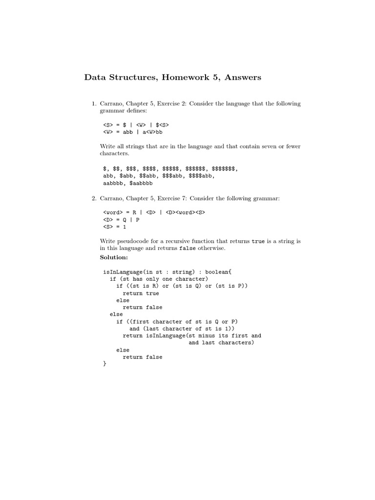 Data Structures, Homework 5, Answers | PDF | Boolean Data Type | Theoretical Computer Science