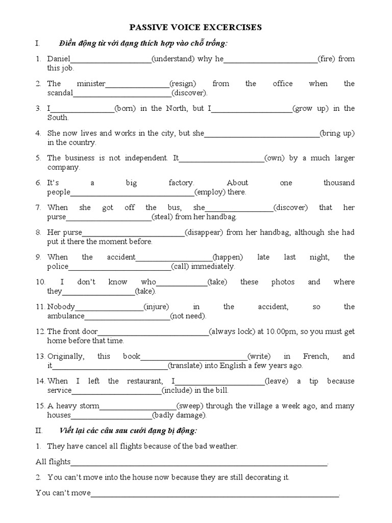 Topic 4b PASSIVE VOICE EXCERCISES | PDF