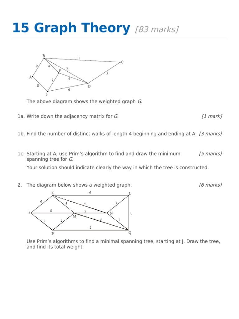 15 Graph Theory - QP | Download Free PDF | Algorithms | Theoretical ...
