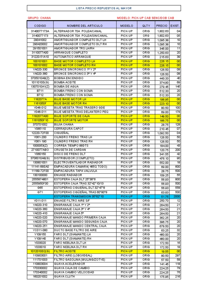 Codigos de Carros Chinos | PDF | Motores | Motor de combustión interna