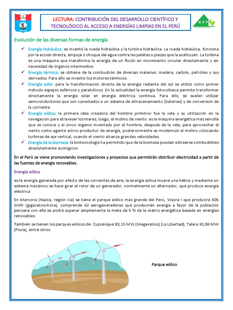 Lectura - Actividad N°7 | PDF | Energía renovable | Energía eólica