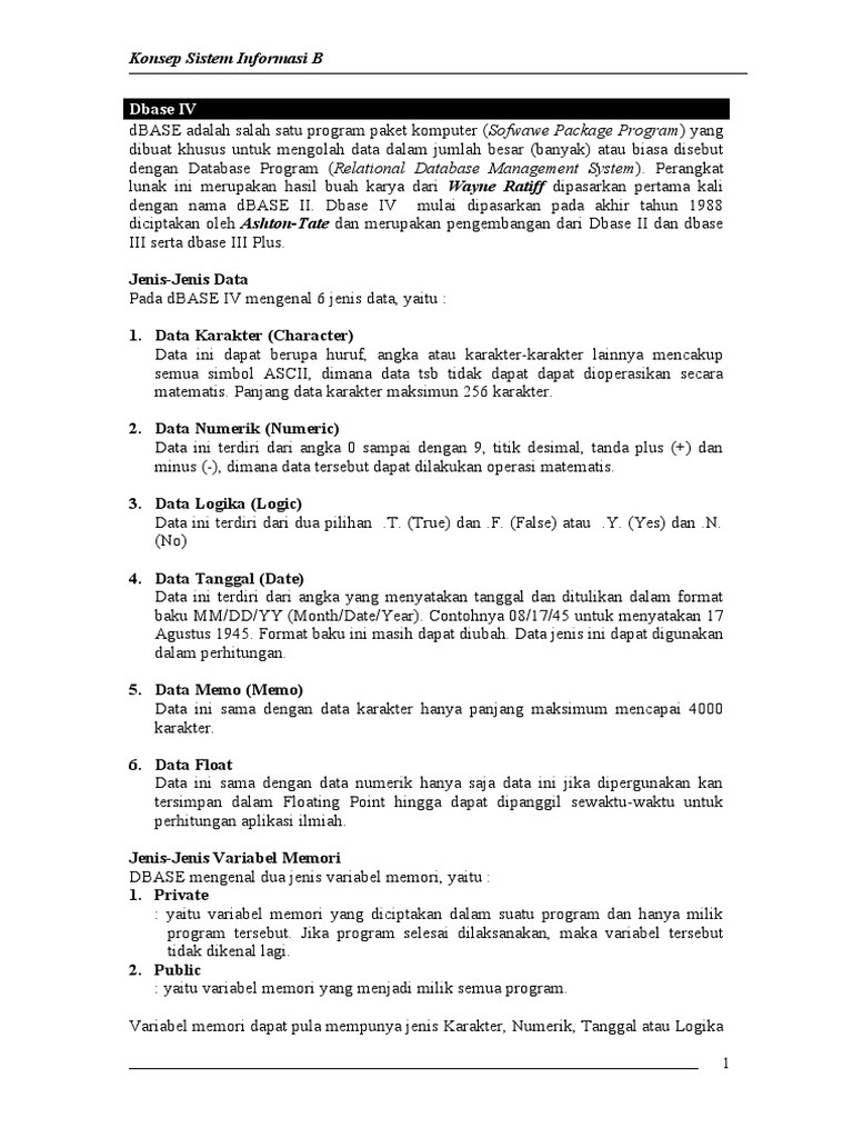 Panduan dBASE IV untuk Pemula | PDF