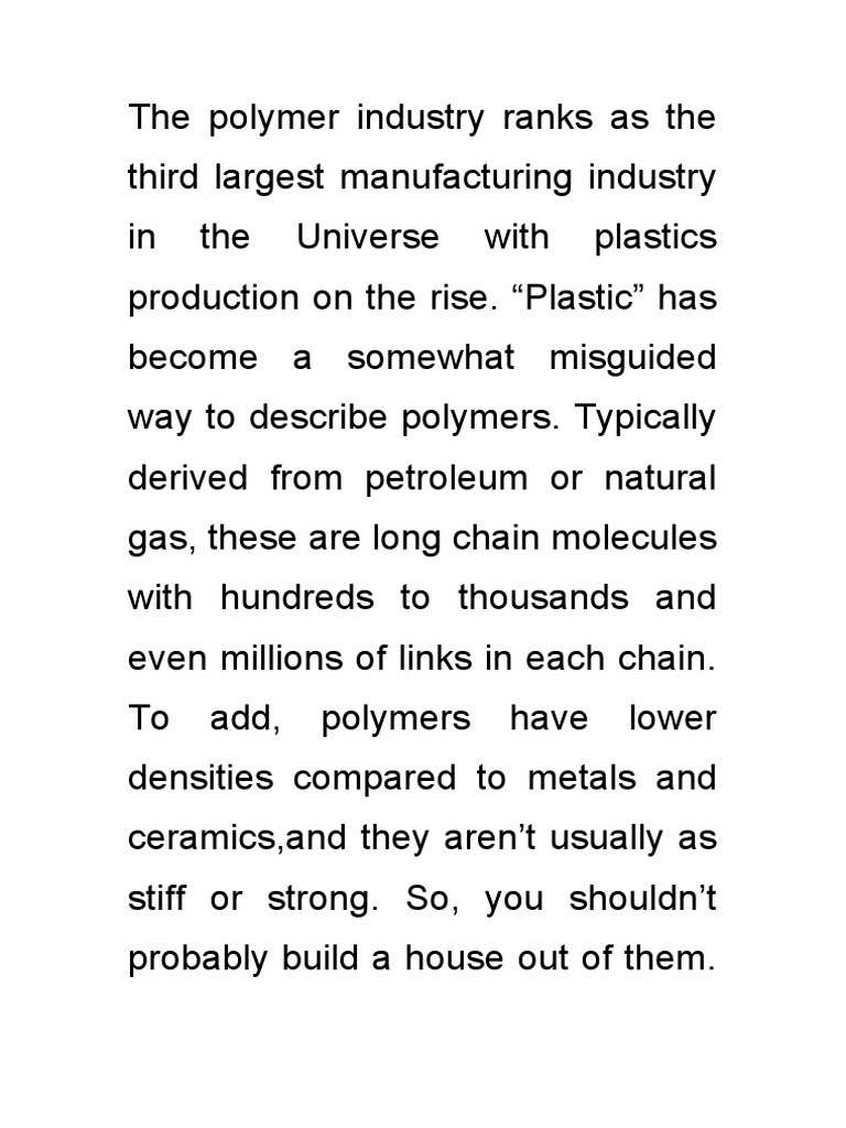 Polymer Industry | PDF | Polymers | Plastic