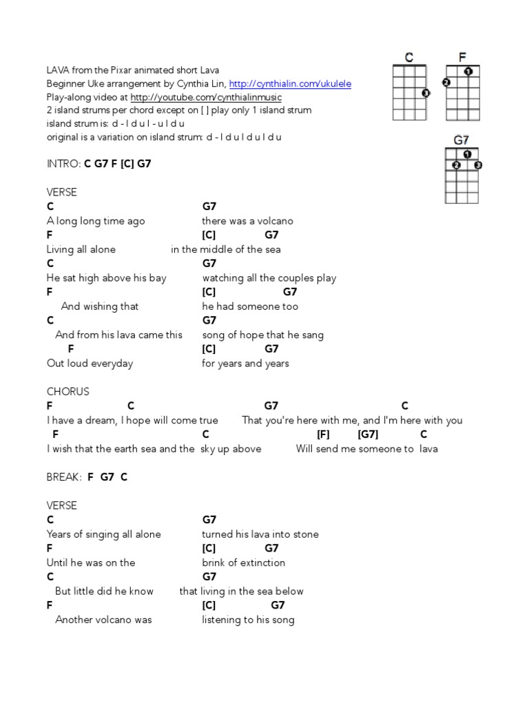 LAVA - Beginner Uke Chord Chart | PDF | Song Structure | Songs