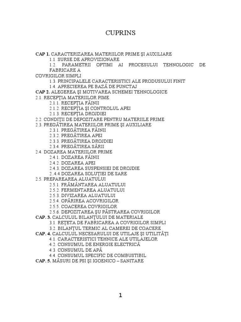 Proiect Tehnologic Pentru Fabricarea Covrigilor Simpli | PDF
