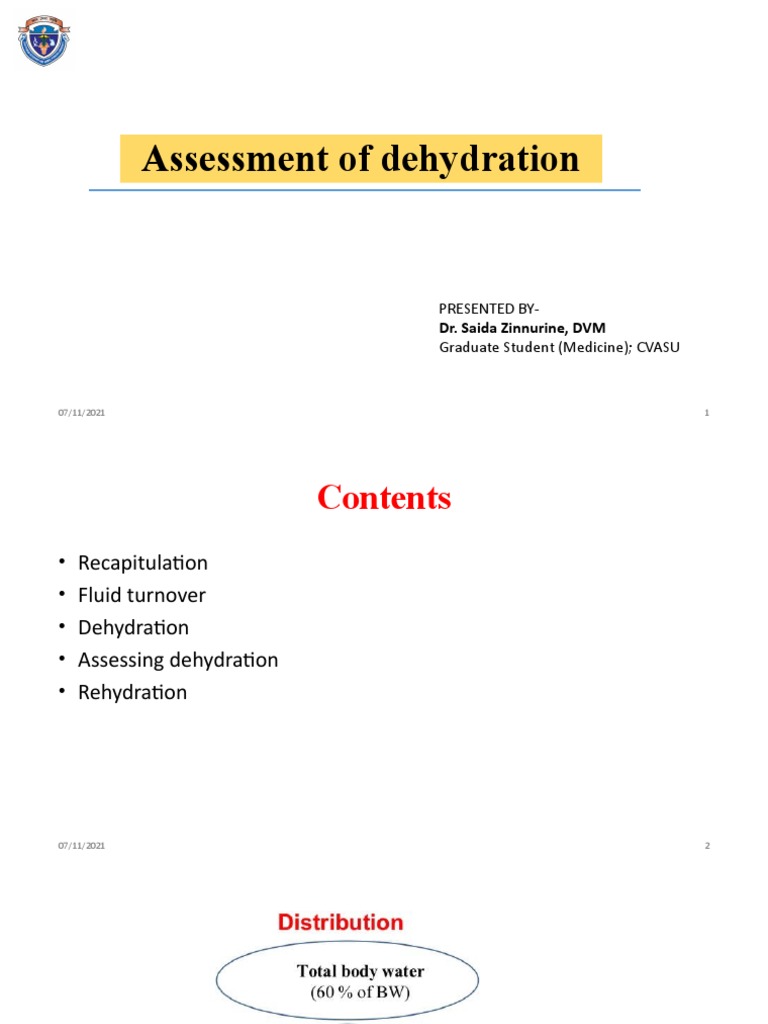 Assessment of Dehydration | PDF | Home & Garden | Science & Mathematics