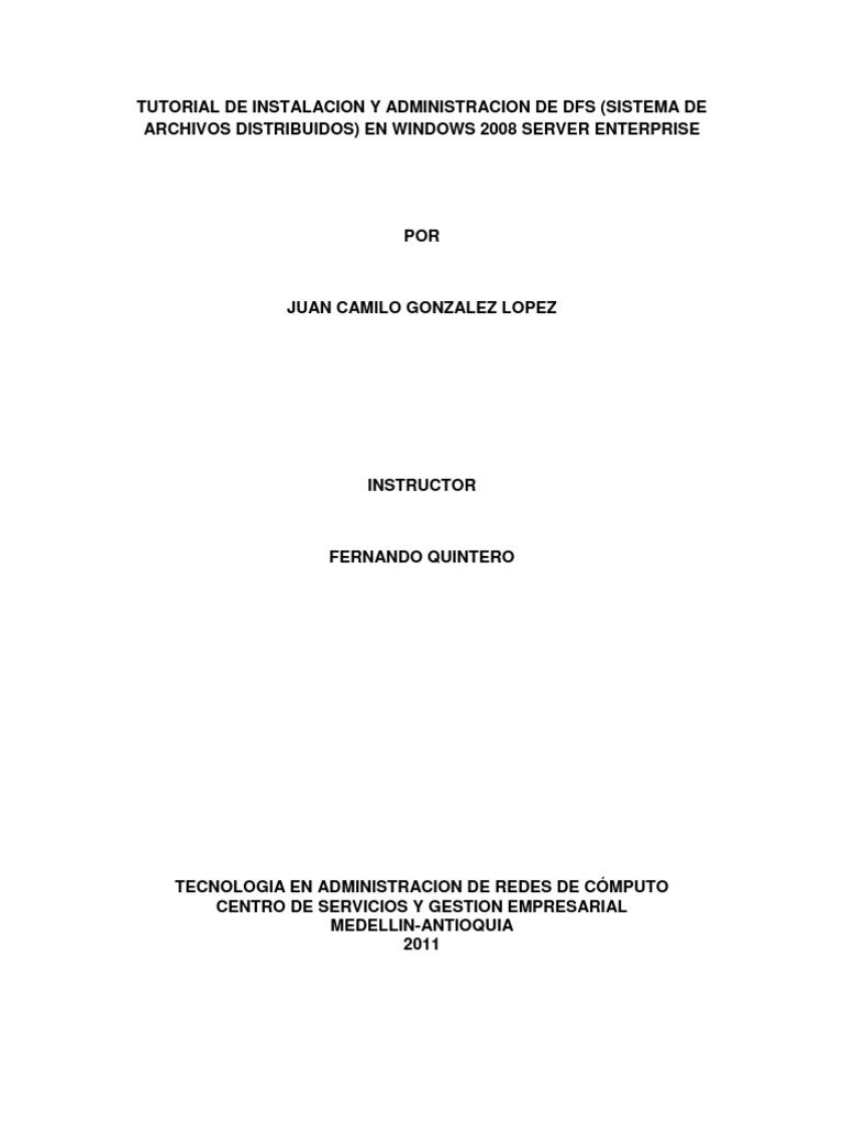 Tutorial de Instalacion y Administracion de DFS | PDF | Archivo de ...