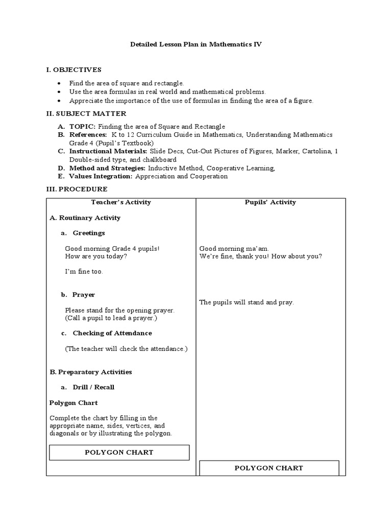 DLP in Mathg-Grade 4 | PDF | Area | Vertex (Geometry)
