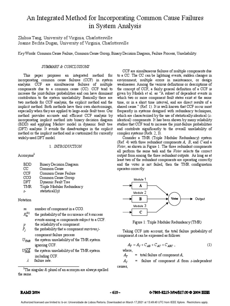 An Integrated Method For Incorporating Common Cause Failures in System ...