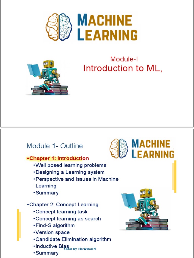 Introduction To ML,: Module-I | PDF | Machine Learning | Hypothesis