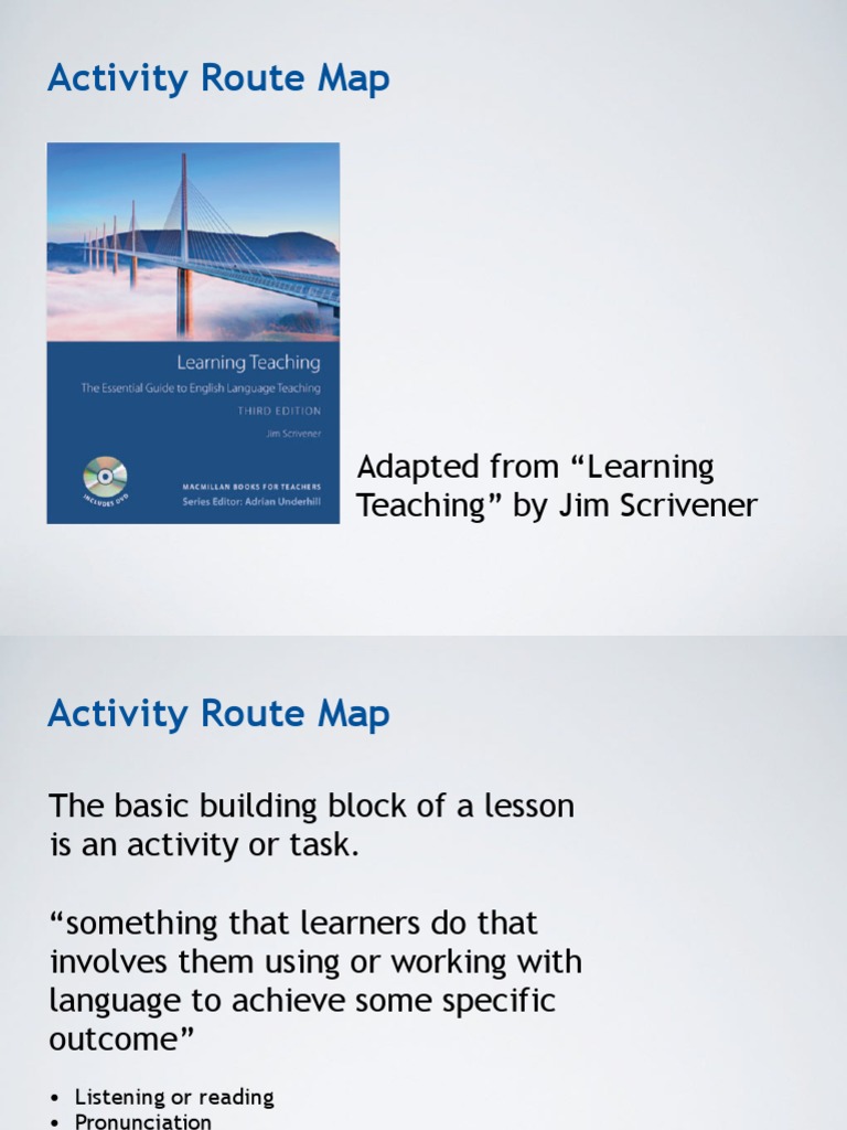 Activity Route Map: Adapted From "Learning Teaching" by Jim Scrivener ...