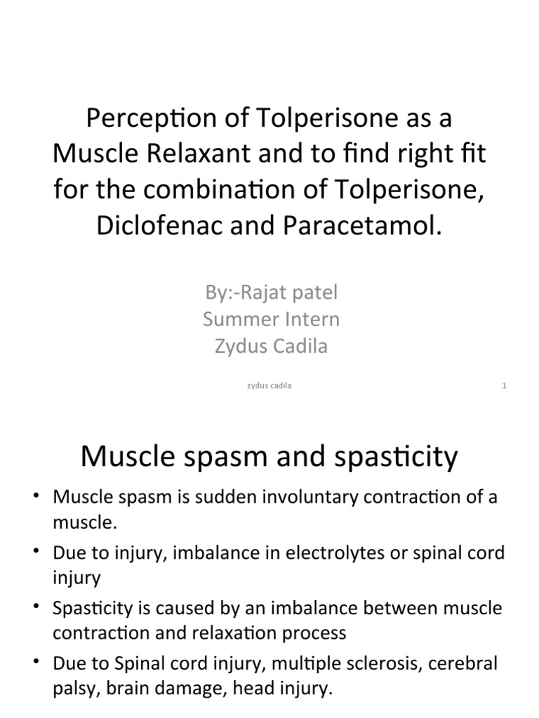 Perception of Tolperisone As A Muscle Relaxant and - ppt2003 | PDF ...