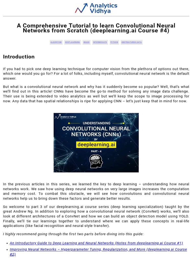 Guide Convolutional Neural Network CNN | PDF | Deep Learning ...