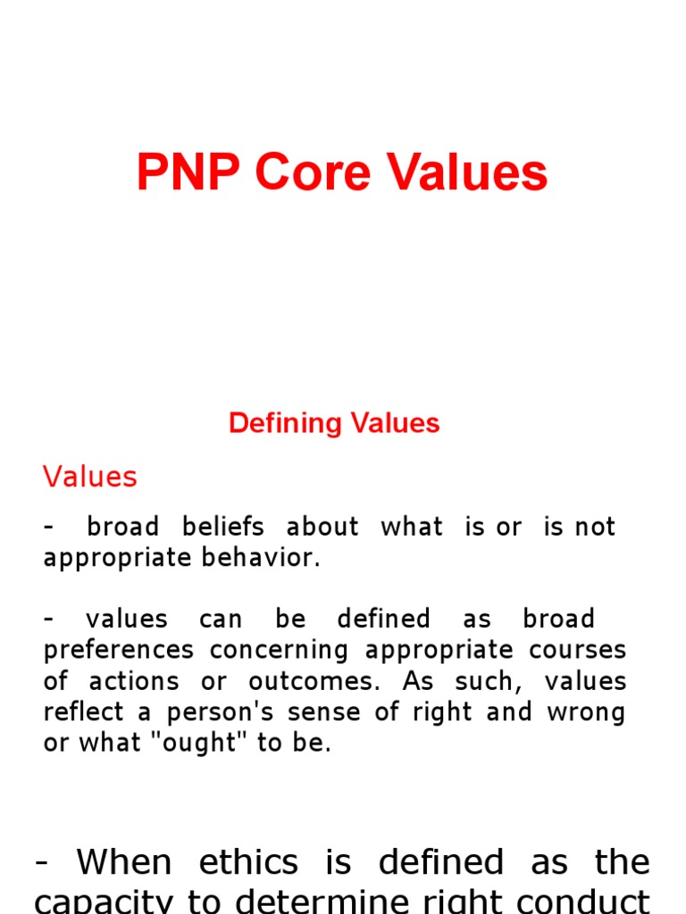 PNP Core Values (Regency) | Download Free PDF | Value (Ethics) | Morality