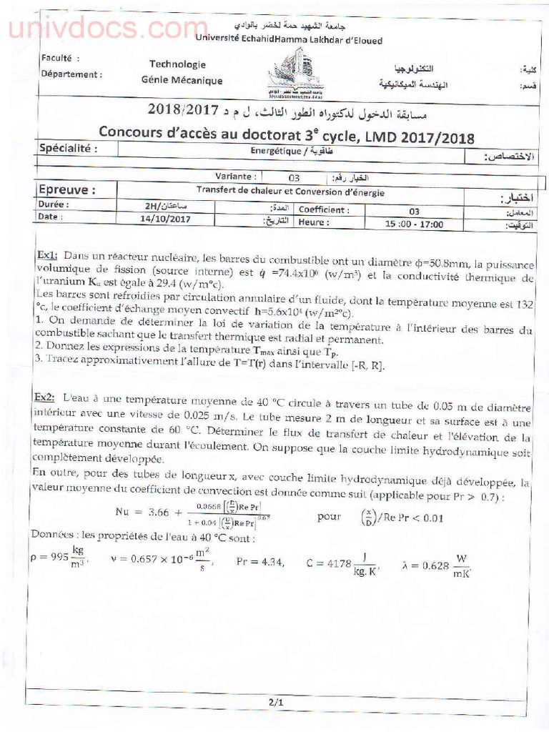CONCOURS TRANSFERT DE CHALEUR ET CONVERSION DENERGIE201718 - p13-20.TextMark | PDF