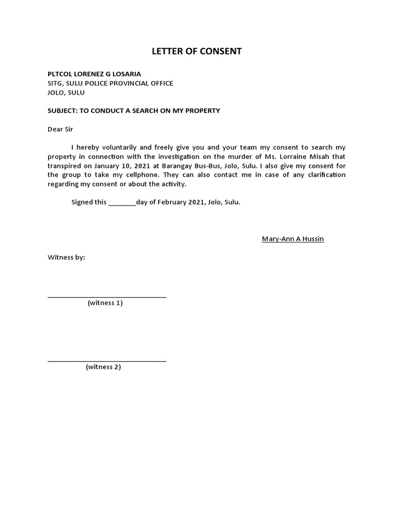 Letter of Consent | PDF