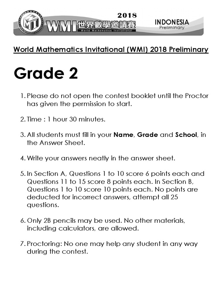 WMI 2018 Prelim G2 | PDF | Teaching Mathematics