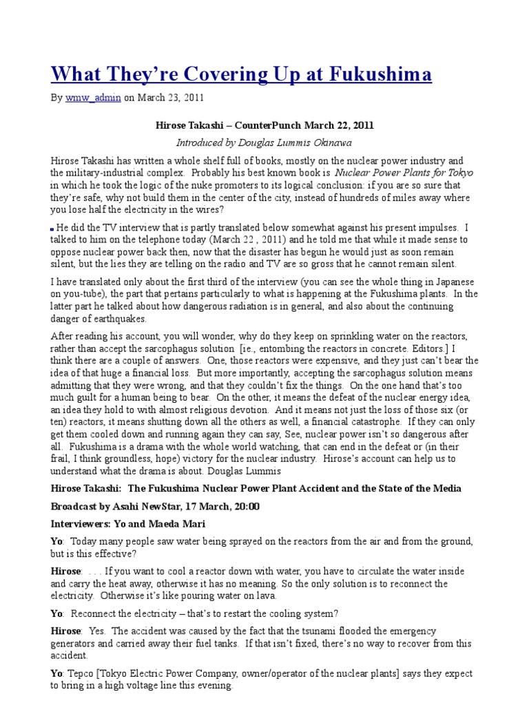 What They're Covering Up at Fukushima: WMW - Admin | PDF | Timeline Of ...