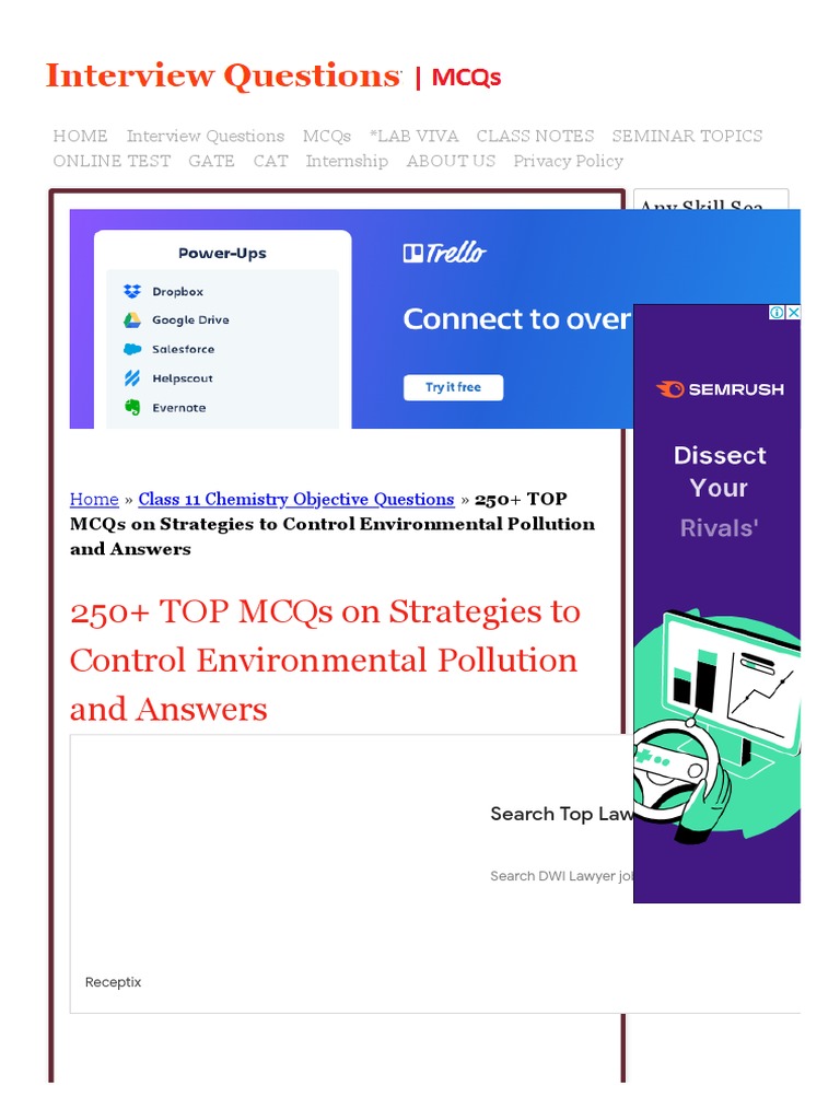 250+ TOP MCQs On Strategies To Control Environmental Pollution and ...