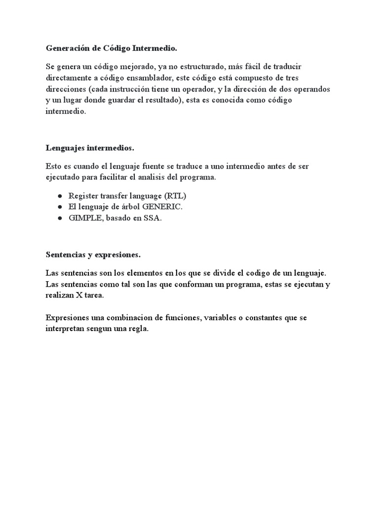 Generación de Código Intermedio | PDF | Métodos y materiales de ...