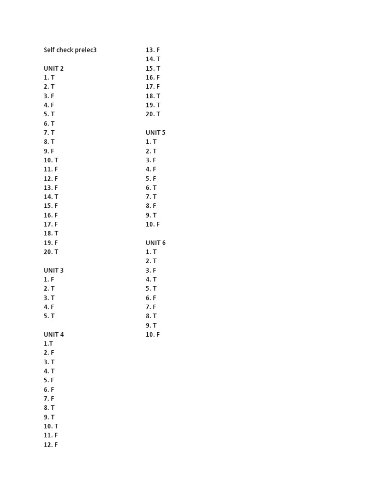 Self-Check Answers for Prelec3 Units | PDF