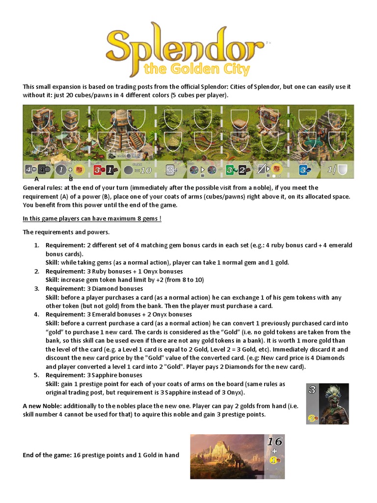 Splendor The Golden City Expansion | PDF