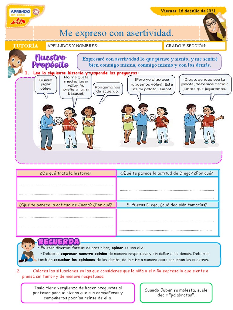 Actividades de Asertividad para Niños | PDF | Sicología