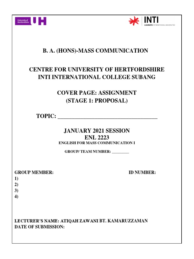 Group Assignment Cover Page Template | PDF