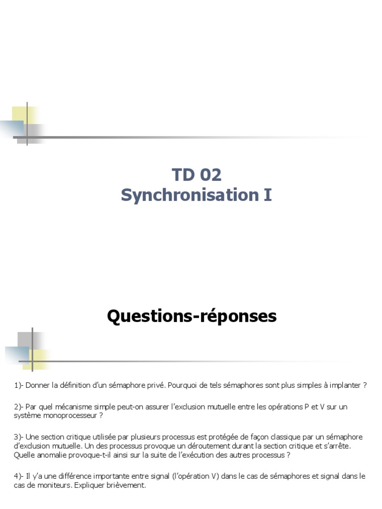 TD02 2021 Parie 1 | PDF | Synchronisation | Programmation concurrente