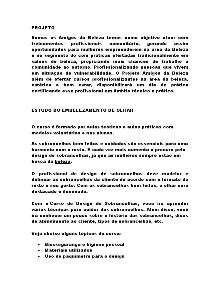 Projeto PREFITURA SANTA MARIA | PDF | Depilação | Desenvolvimento ...