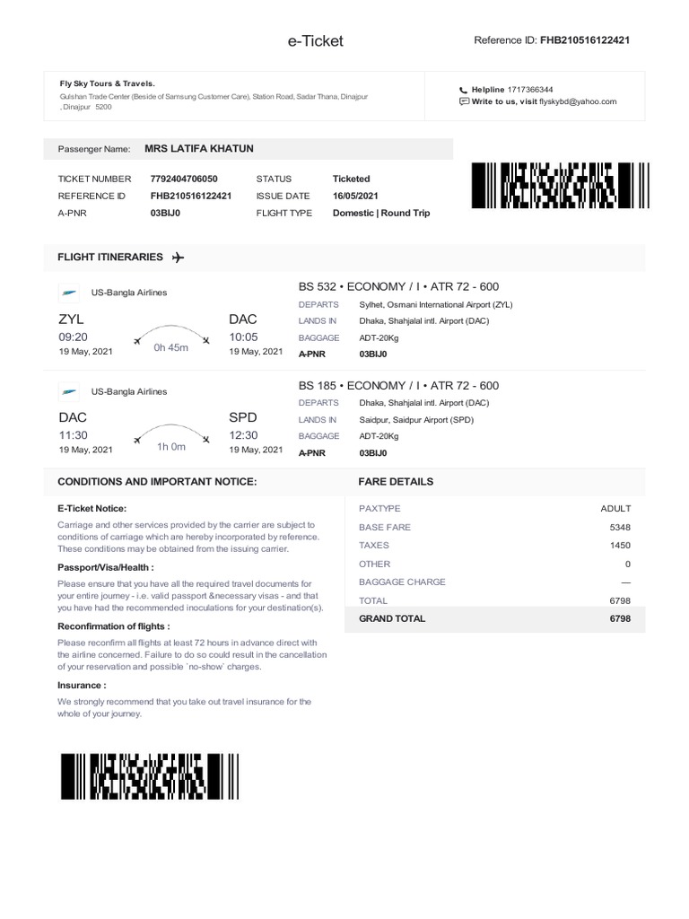 Etkt 7792404706050 | PDF | Travel Visa | Airlines
